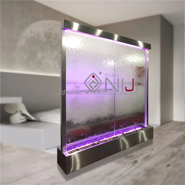 Custom Made Floor Standing Glass Waterfall Indoor Waterfall Fountain ...