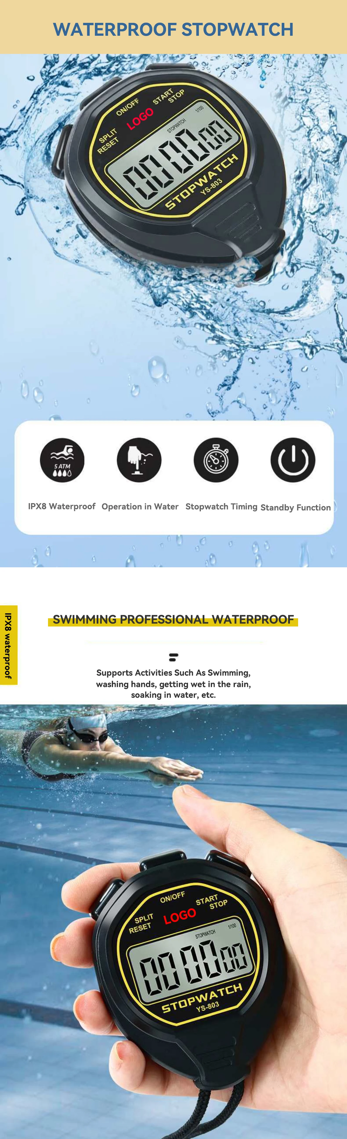 Waterproof Digital Stopwatch Timer - Professional & Versatile