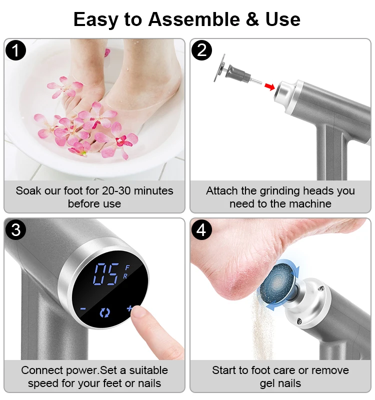 4500RPM Fast Speed Electric Foot Grinder Machine Removing Hard Dead ...
