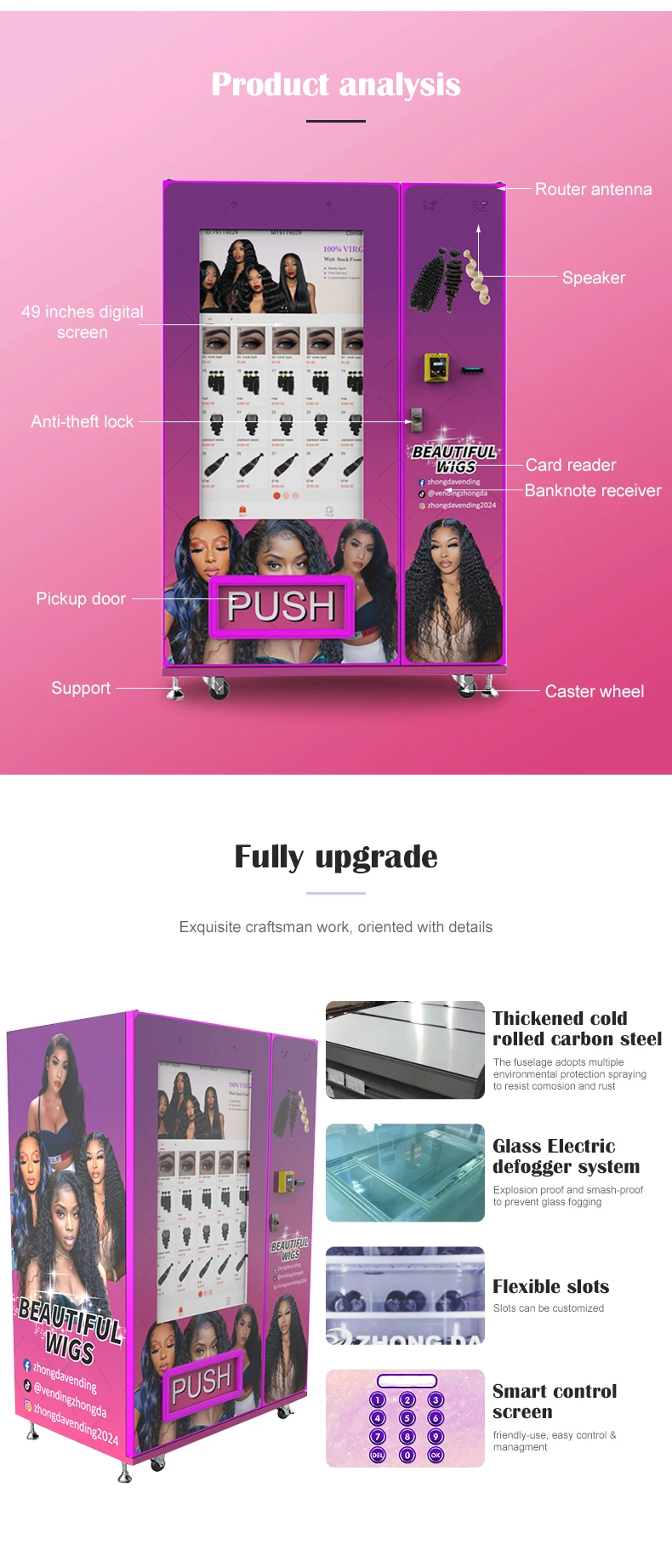 49" Digital Touch Screen Vending Machines - Hair & Cosmetics