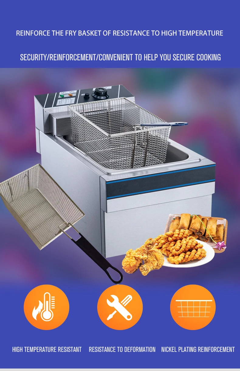 Commercial Kitchen Electric Stainless Steel Two Basket Double Tank Deep ...