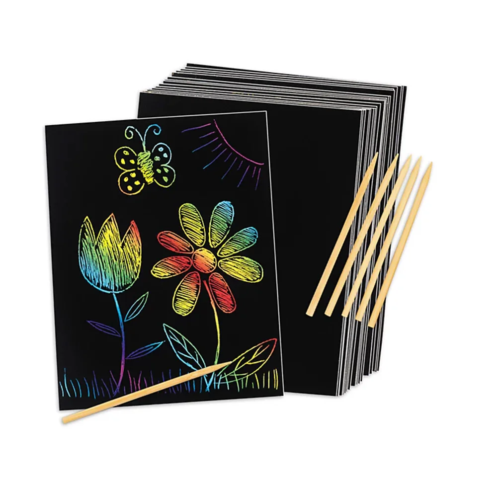 Scratch Sketch Art Drawing Activity Multi Colour Scratch Card Rainbow ...