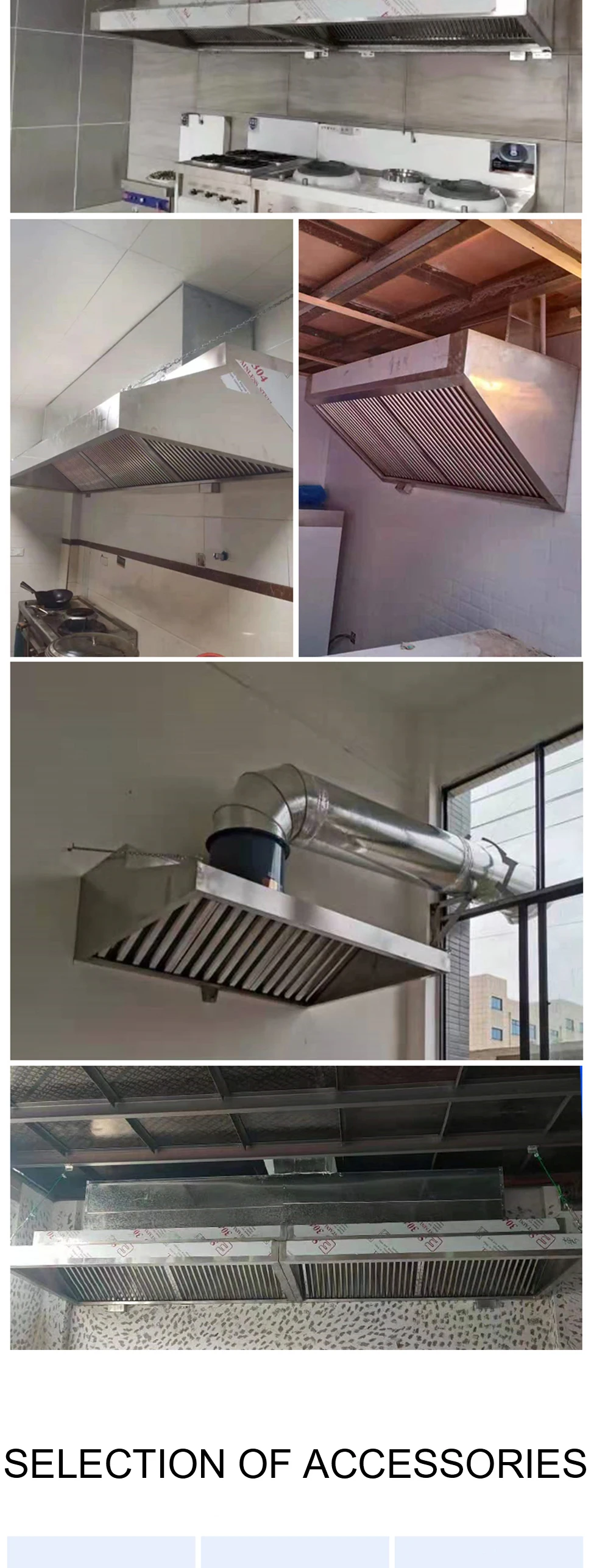 Stainless Steel Cooker Smoke Exhaust Vent Hood for Restaurants