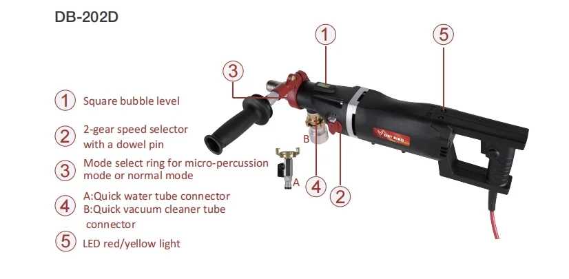 BYCON Concrete Core Cutting Machine DB-202D/P - 2600W Brushless Motor