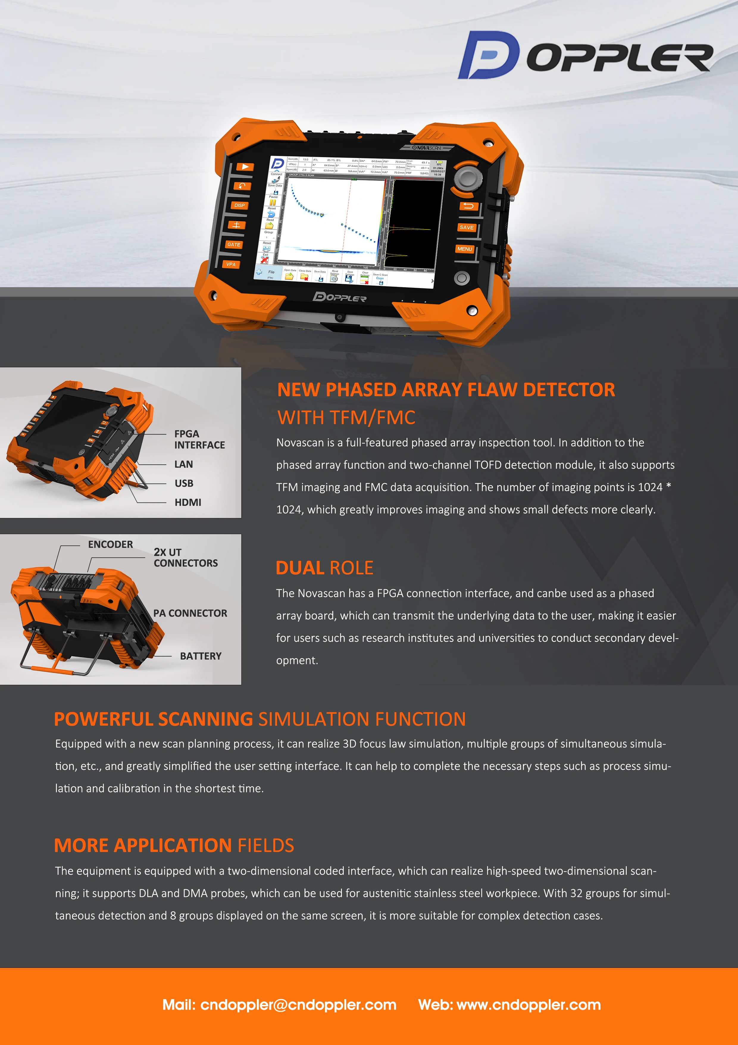 Doppler Ultrasonic Flaw Detector Novascan Phased Array For Industry Use ...