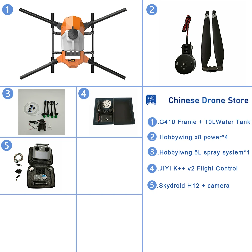 EFT G410 10L Agricultural Spray Drone Frame Kit - X8 Power System, App ...