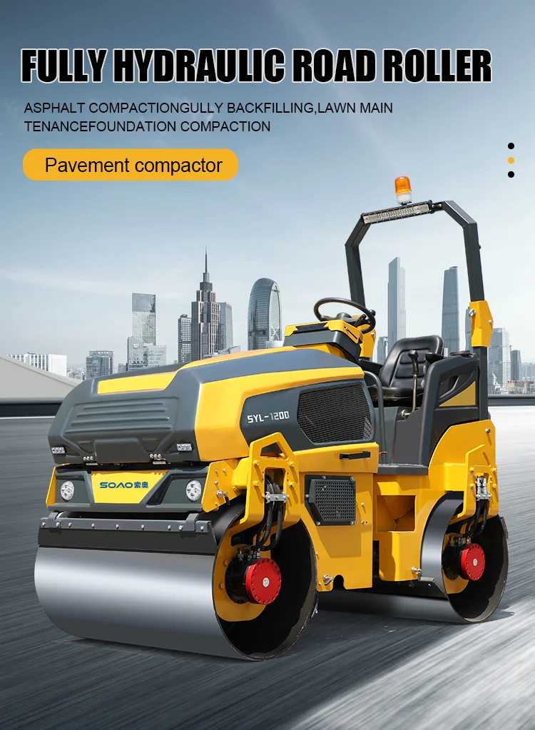 New 3 Ton Double Drum Vibratory Compactor Double Drum Walk Behind Road ...