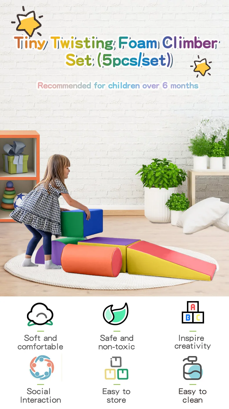 Set of 5 Playtime Step Slide Toddlers' Nursery Play Set Educational PU ...