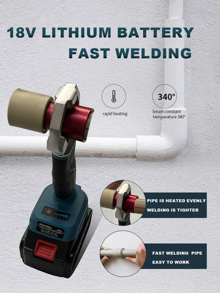 18V Battery Powered Cordless PE/PPR Water Pipe Melter, Plastic Welding Machine,compatible for ...