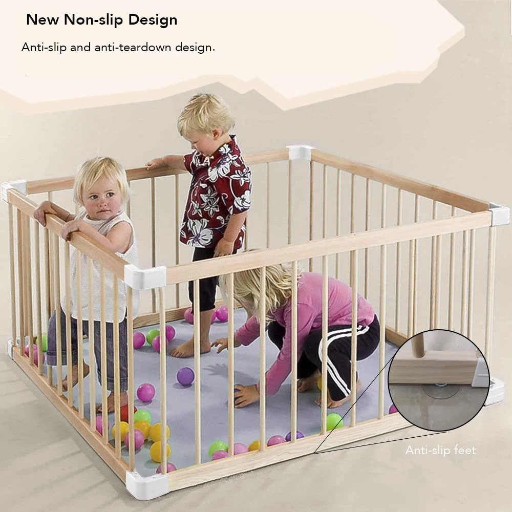 Manufacturer Indoor Foldable Wood Play Fence for Baby