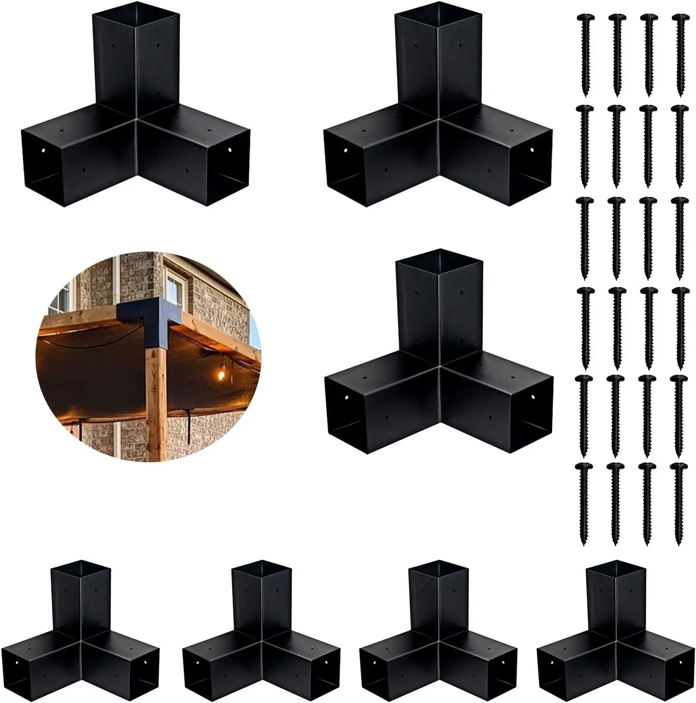 Sustainable 4x4 Pergola Brackets 3-Way Right Angle Corner Extension ...