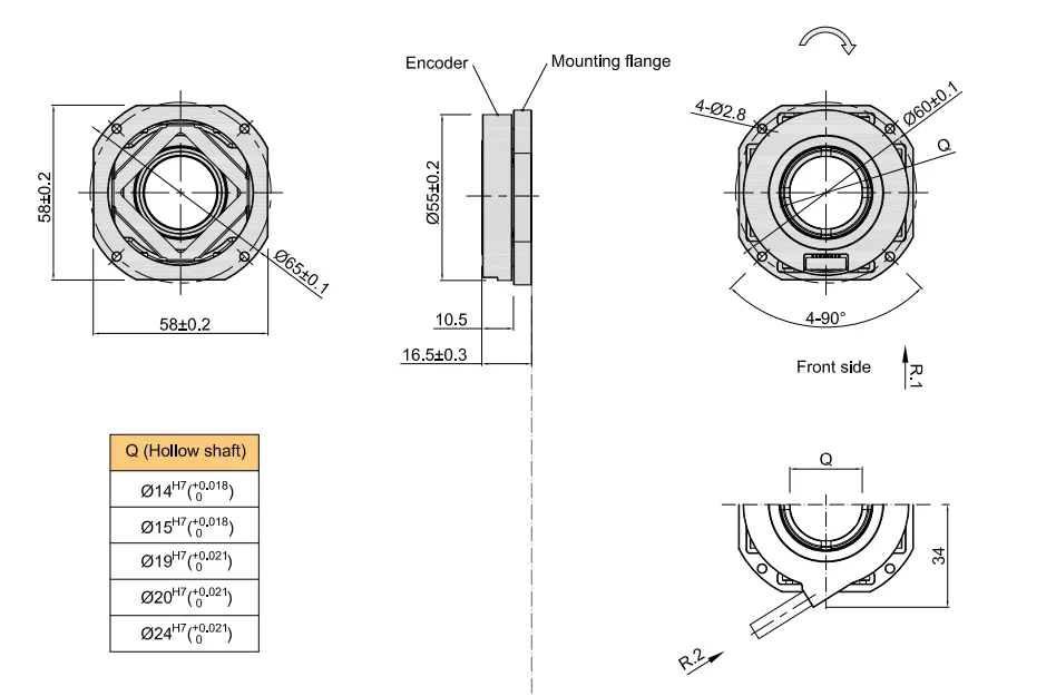 24 Bit Absolute Magnetic Rotary Encoder with RS485 Output