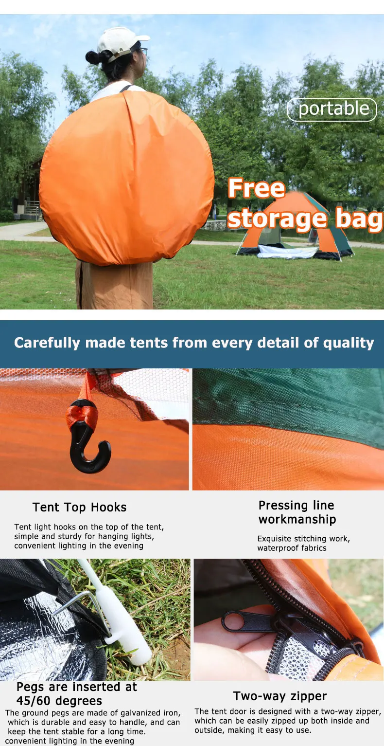 Camping Equipment Light Canvas Automatic Folding Pop Up 2 Person ...