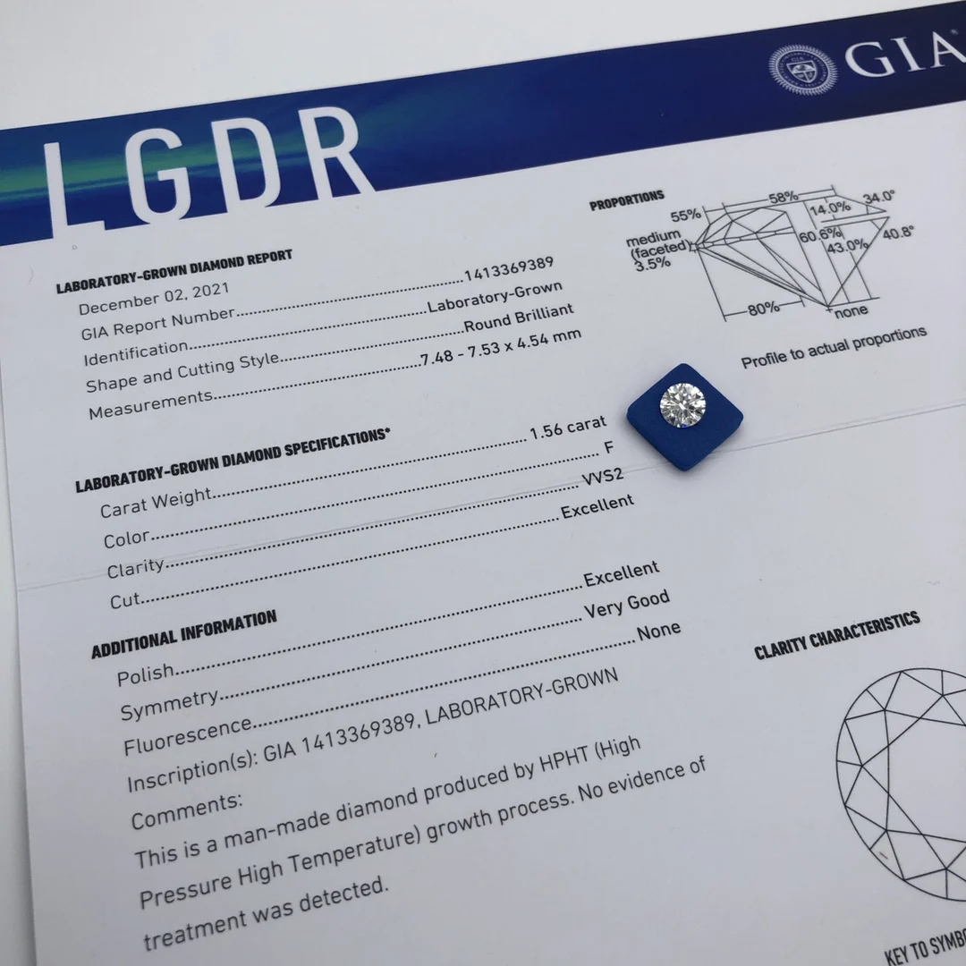 Igi Gia Certificate 0.5ct 1ct 1.5ct 2ct 3ct Wholesale Lab Created Diamond Hpht Cvd Lab Grown ...