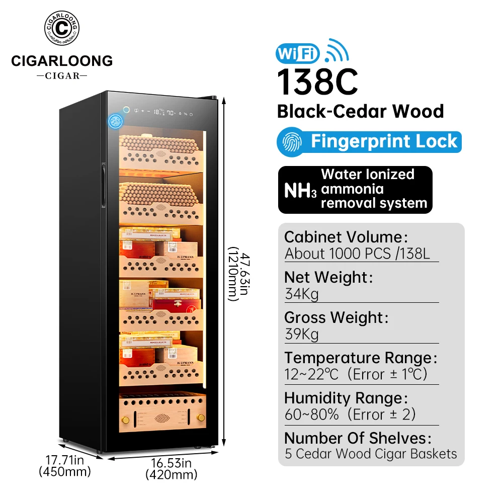 CIGARLOONG Intelligent Cigar Humidor - Constant Temp & Humidity