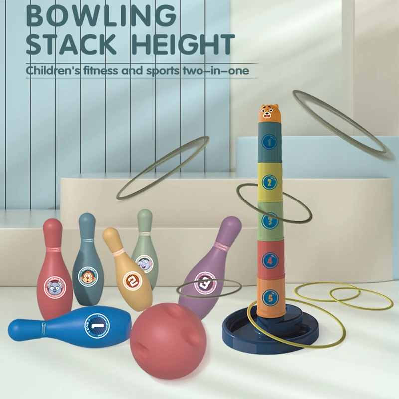 Fitness Throwing Ring Game 2 In 1 Bowling Sports Game Toy Plastic Cup ...