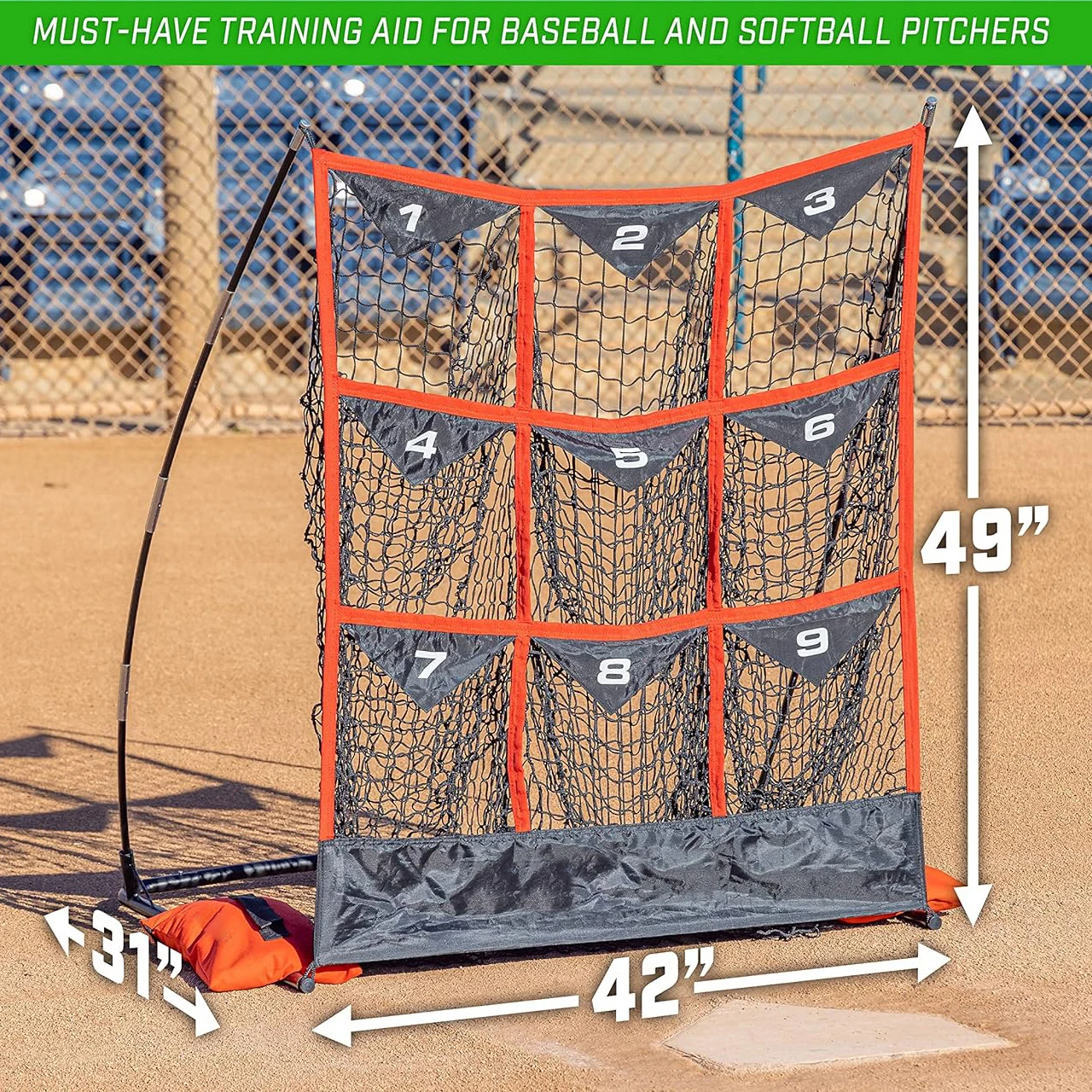 Durable Lightweight 9-pocket Baseball Softball Batting Net For Outdoor ...