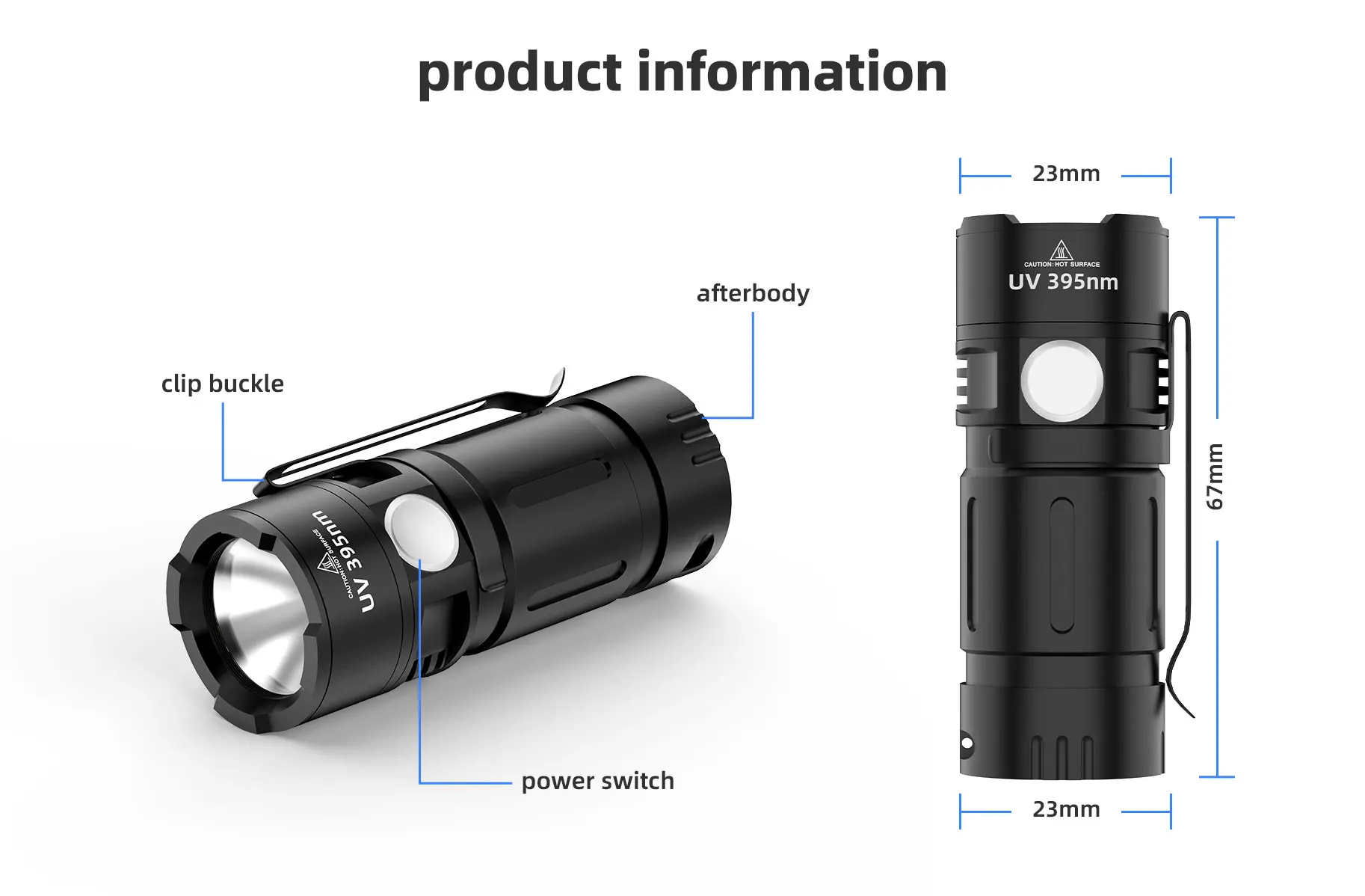 Stainless Steel Mini Flashlight LED 395 Flashlight Ultra Violet Light ...