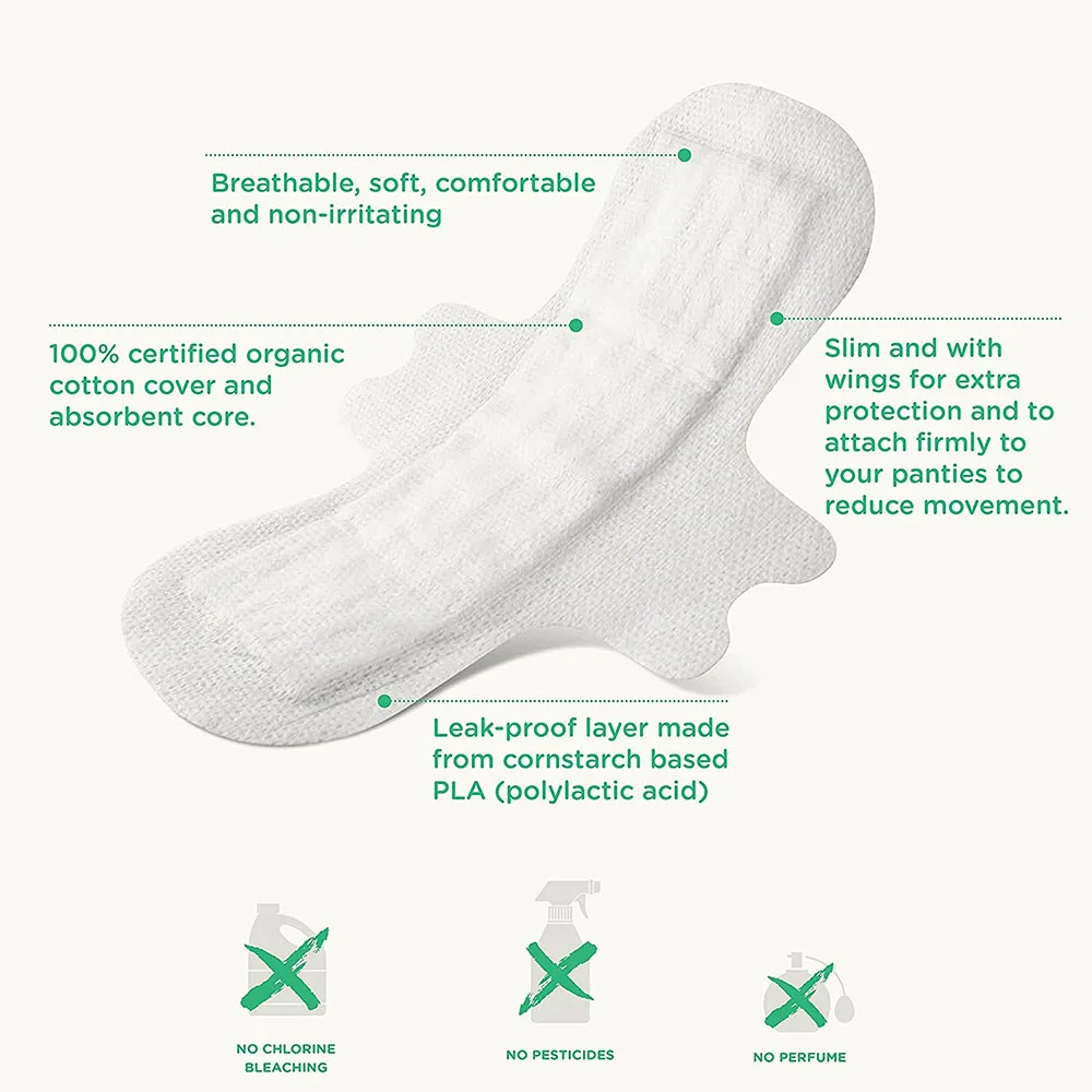 Certified Organic Cotton Pads Night Pads Ultra-thin And Winged ...