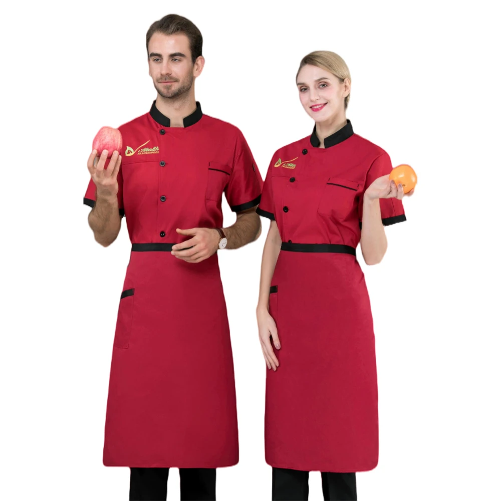 Unisex Restaurant Kitchen Baking Chef Clothing Solid Color Short Sleeve ...