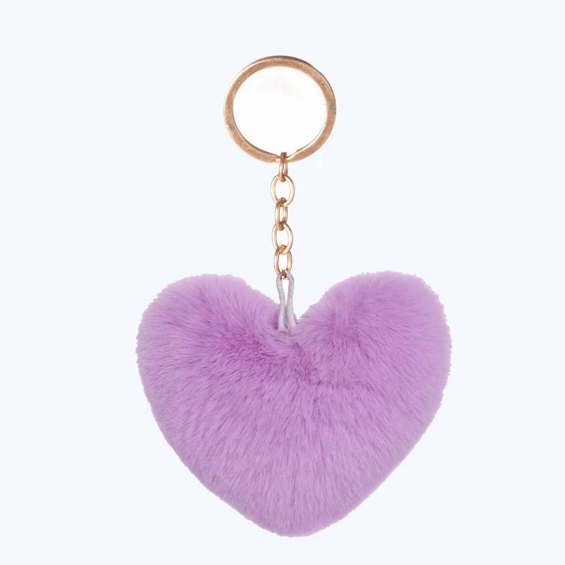 Fluffy Ball Keychain Pom Pom Puff Fur Balls Heart Fur Key Chain - Buy ...