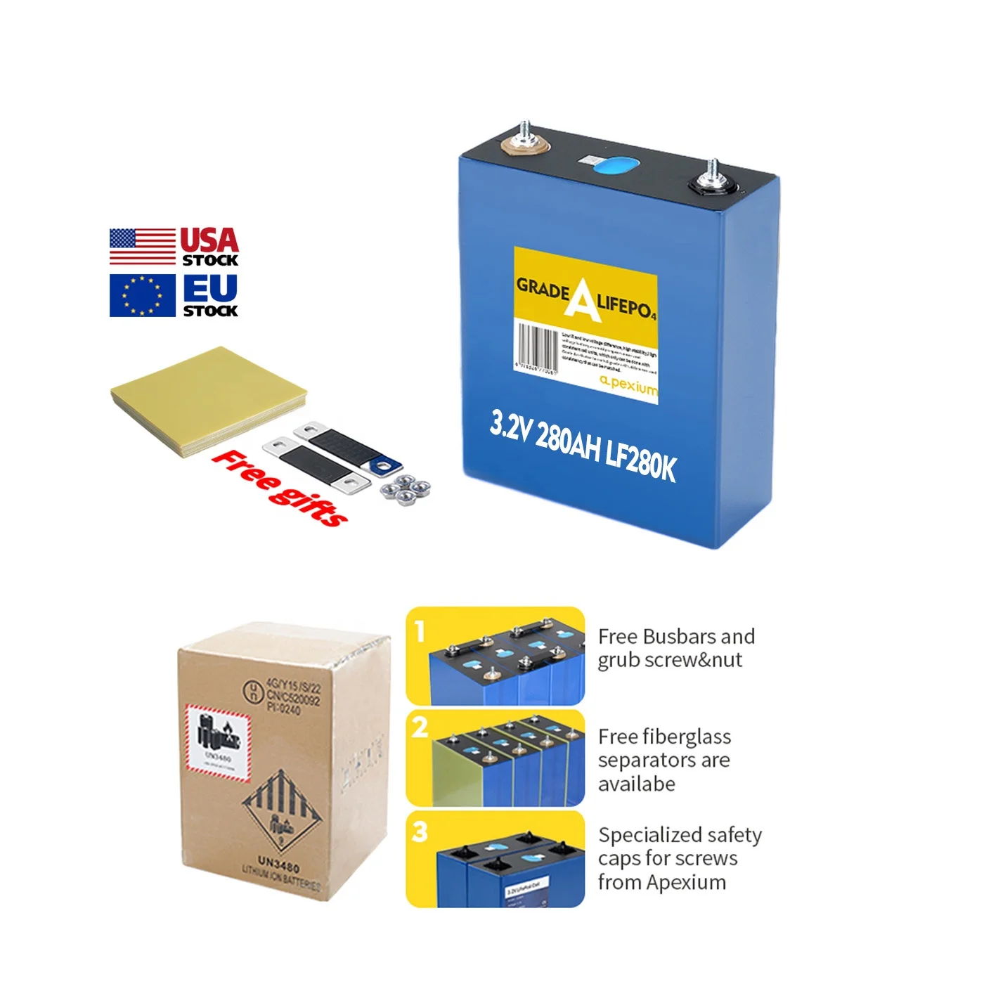 New Stock 6000 Cycles 3.2v Lf280k Lfp Lifepo4 280ah Battery Cells Grade ...