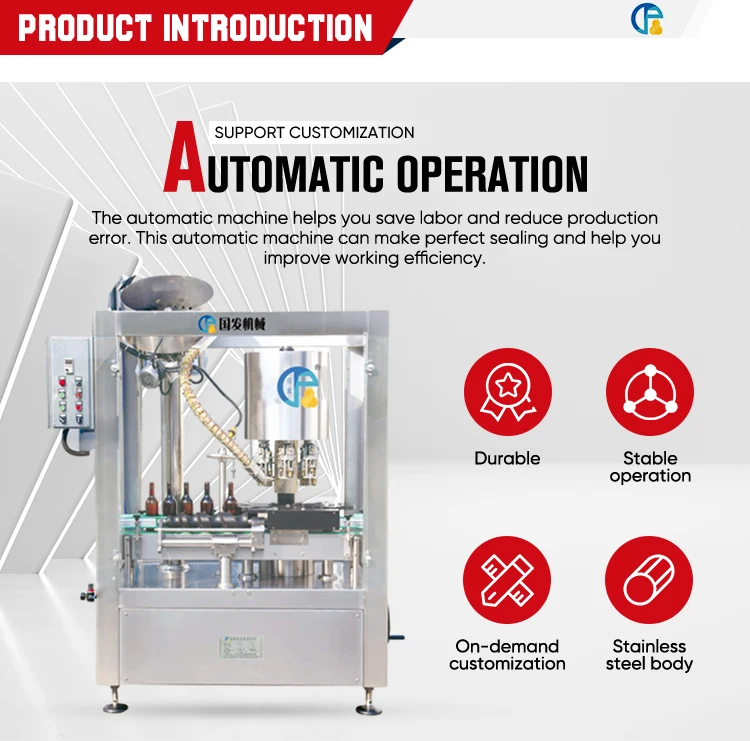 Auto Rotary Screw Capping Machine for Wine Bottle Sealing