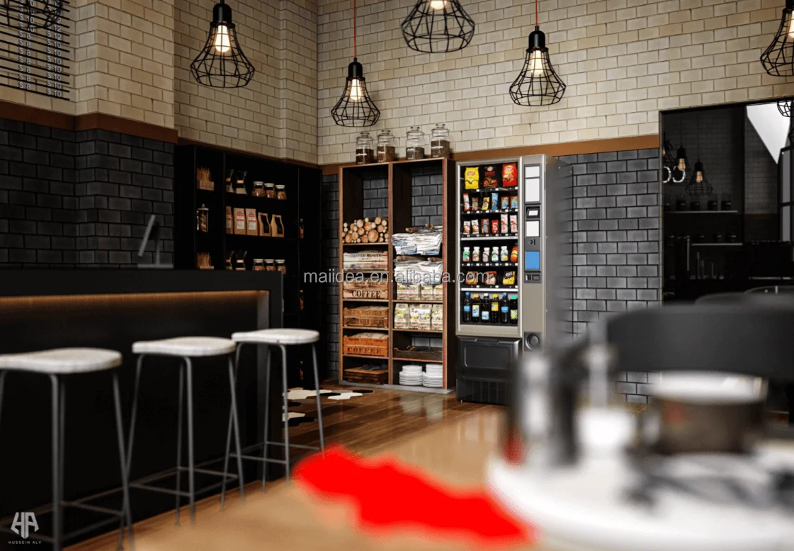Modern Black Coffee Shop Interior Design with Stylish Bar Counter and ...