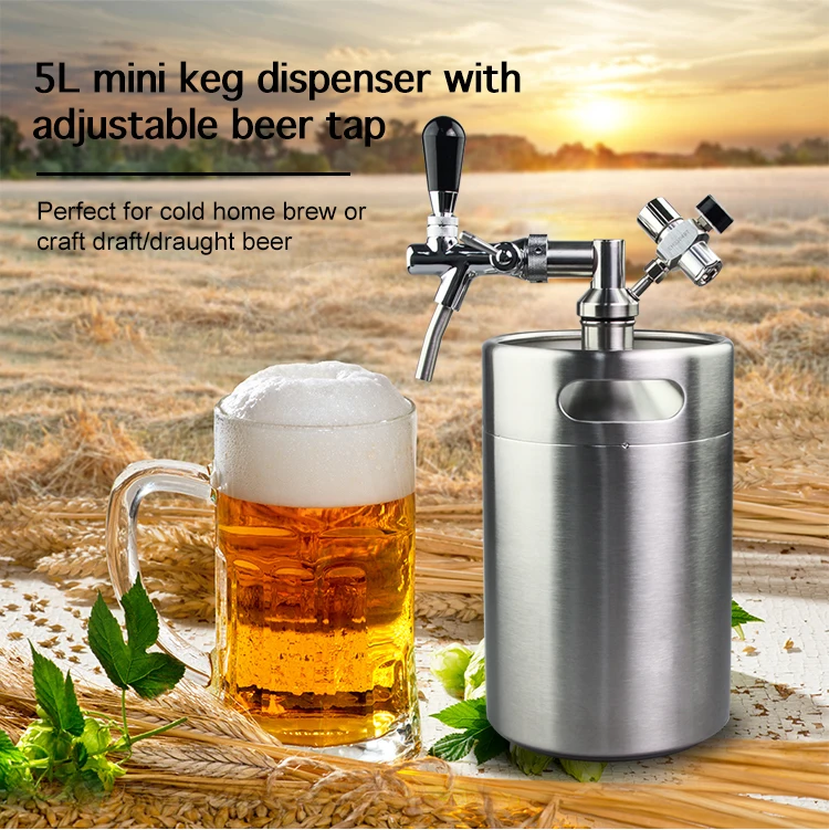 5l Mini Keg Pressurized Growler For Craft Dispenser System Adjustable ...