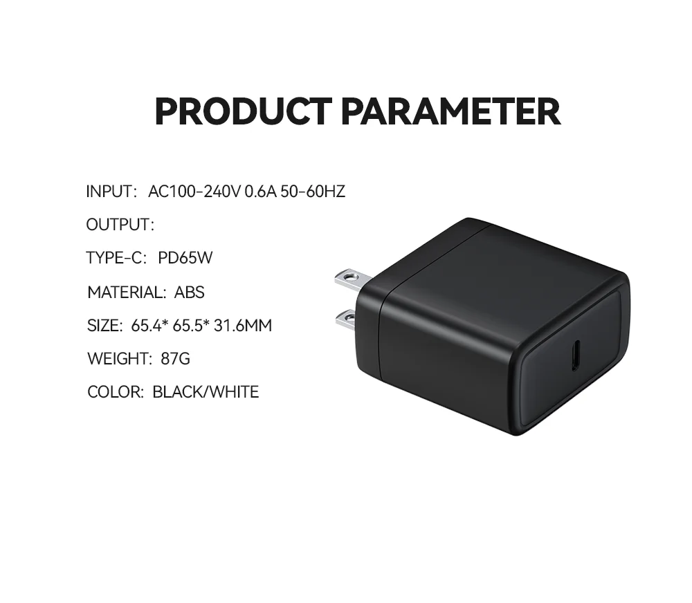 Hot Portable Gan Tech Charger Pd3.0 65w 20v3.25a Pd Fast Charger Type C ...
