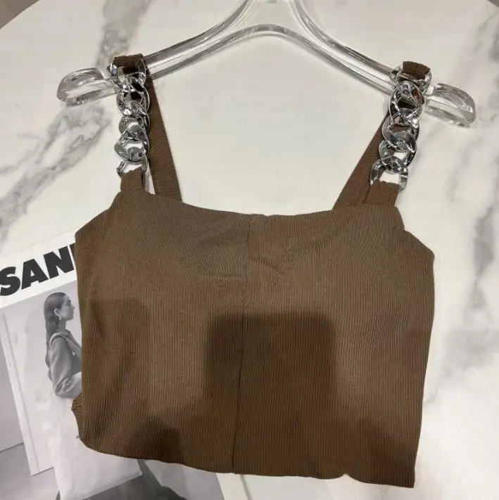 Summer Sling Female Crop Top Chain Shoulder Strap Camisole For Women ...