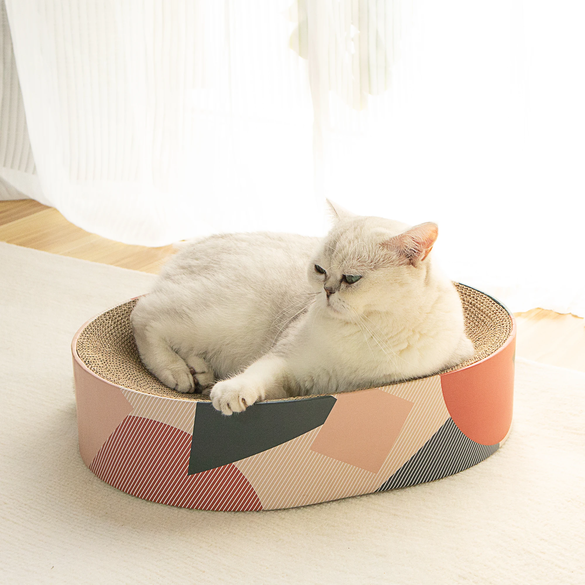 Oval Cat Scratcher with Corrugated Paper - Sustainable Fun