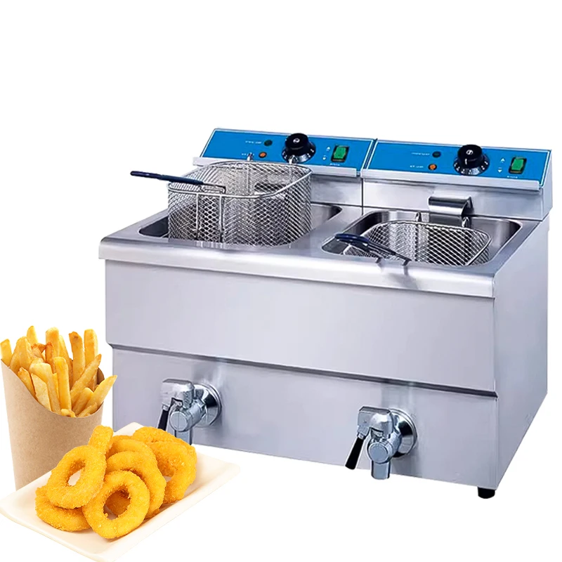 Double-tank Table Top Deep Fryer Gas Commercial Stainless Steel Double ...