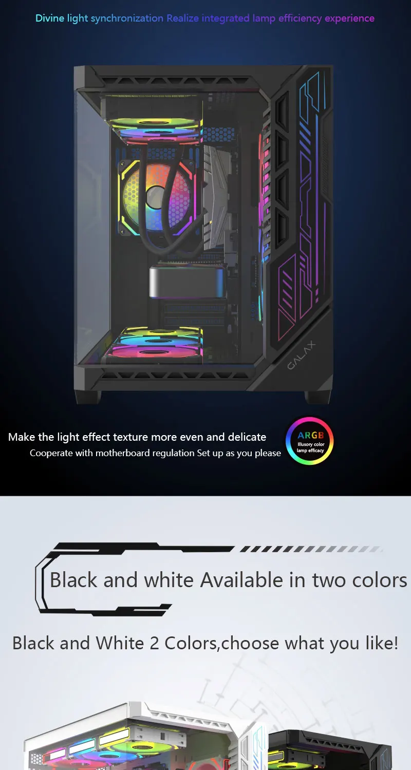 Esports Computer Case with ARGB Light Effects & Tempered Glass