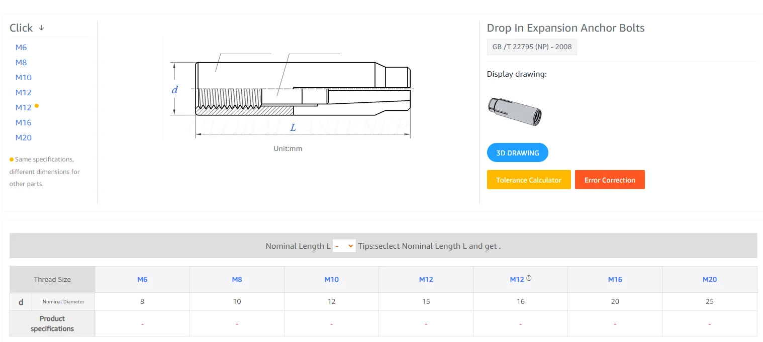 Internal Expansion Screw Top Explosion Drop in Anchor - Bolaige