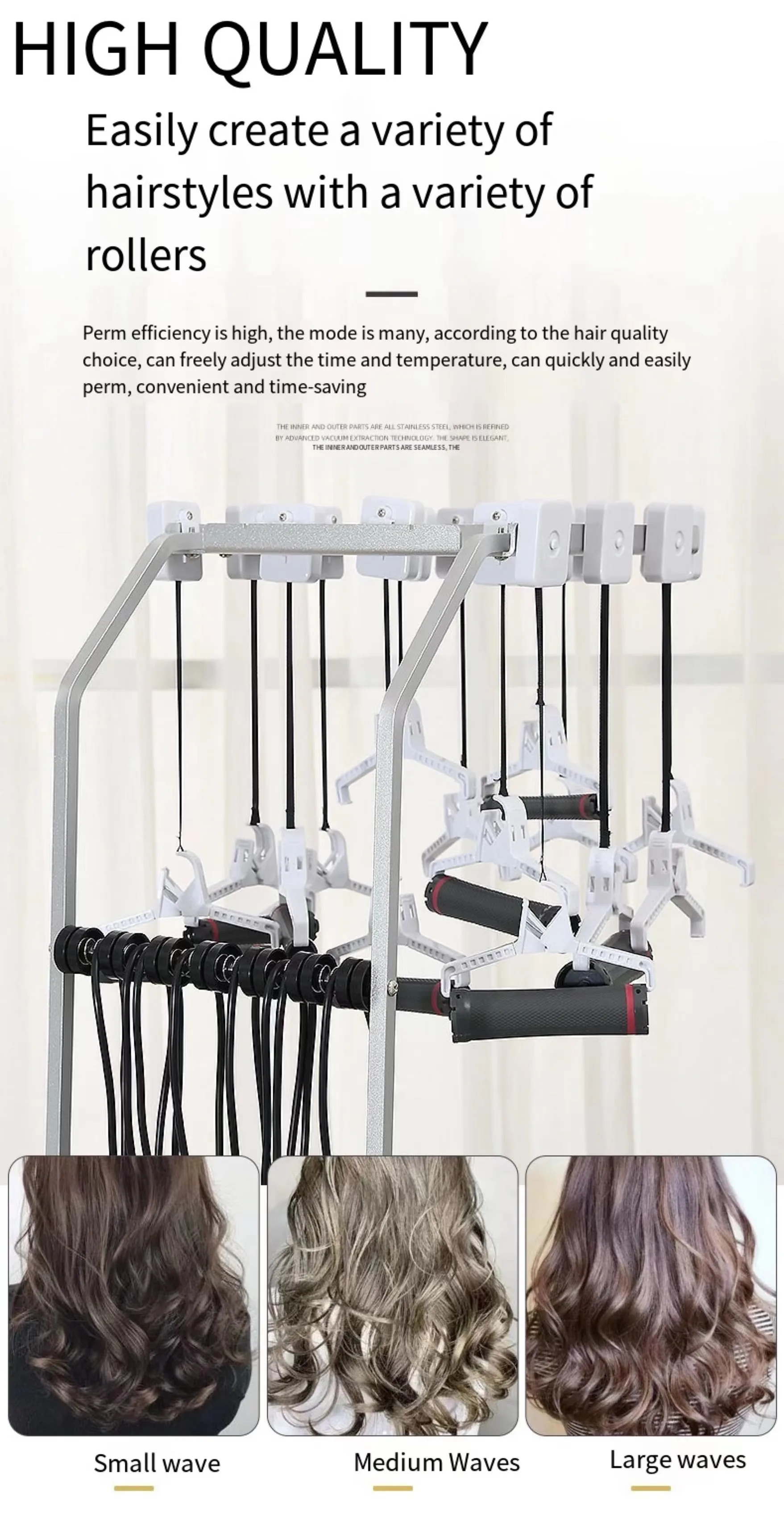 AluminiumDigital Salon Upgraded Hair Curling Machine LED Touch Screen Temp Control Standing ...