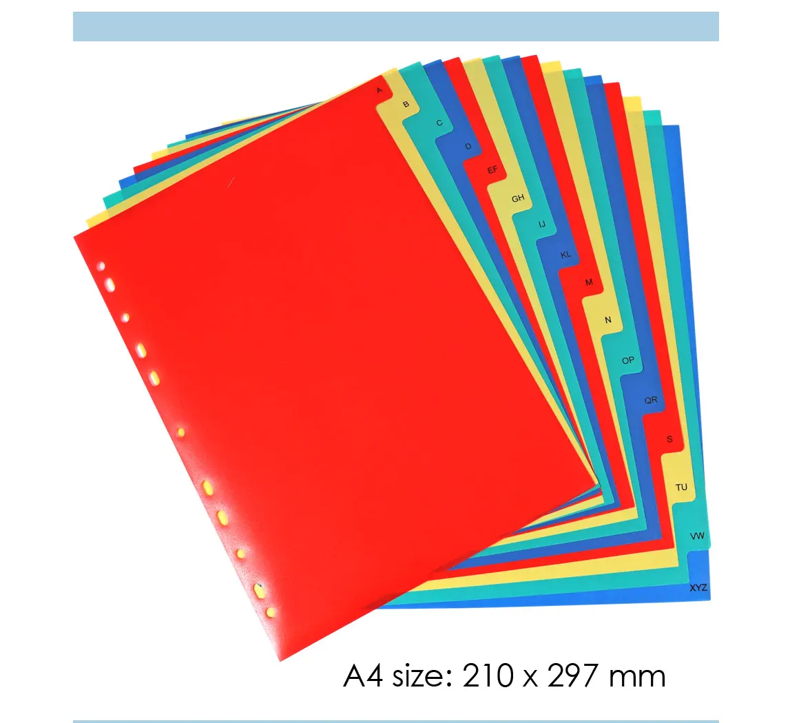 A4 Assorted Colors Pp Index Divider - Buy Index Divider,Pp Index ...