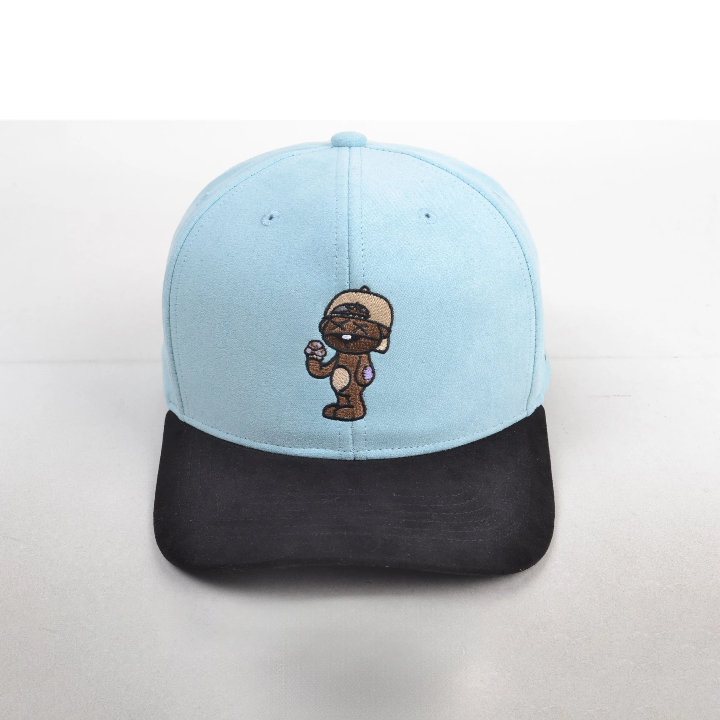 2024 Hot Hat Design 5 Panel Suede Blue and Black Baseball Caps With ...