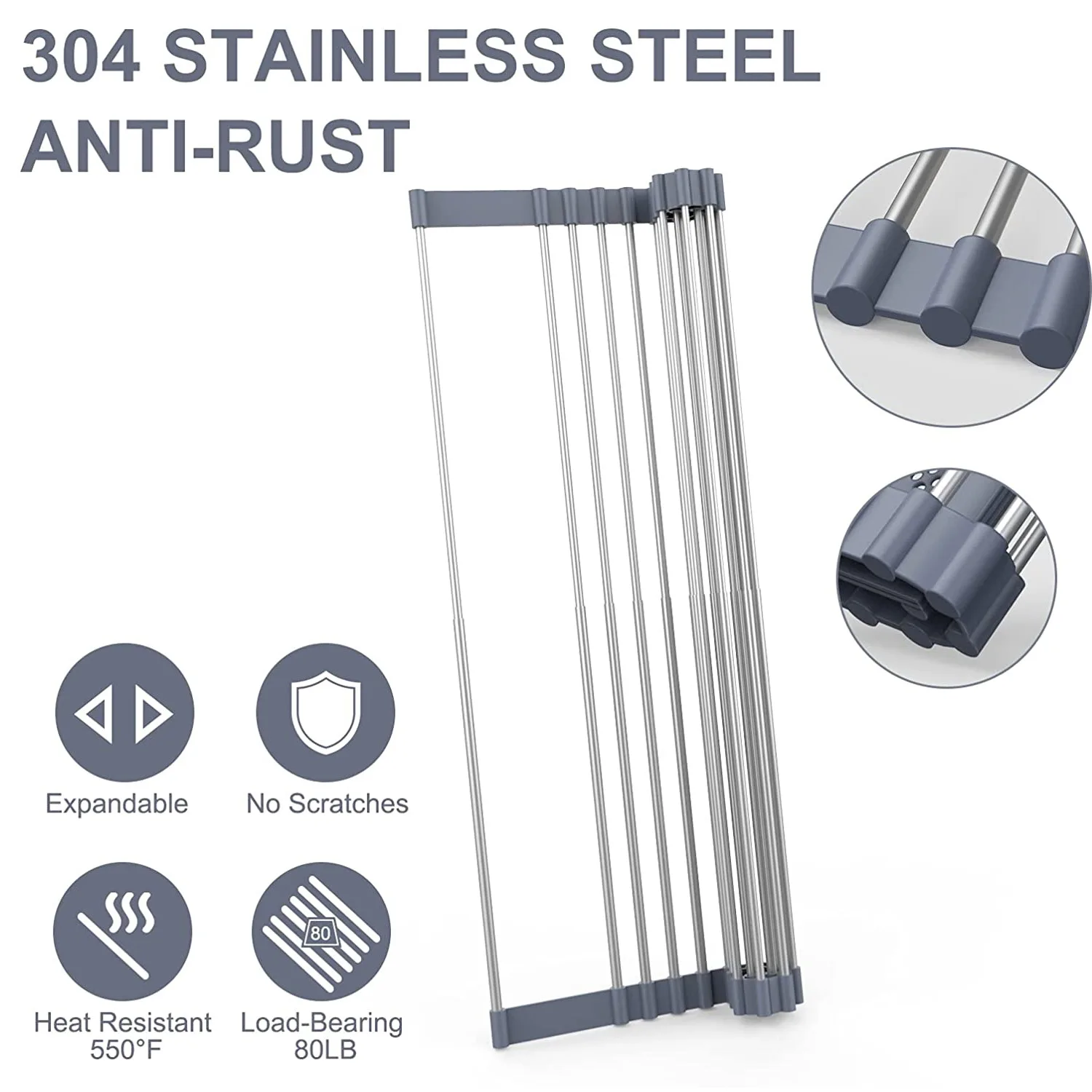 Multi-purpose Kitchen Rolling Dish Drainer Foldable Sus 304 Stainless ...