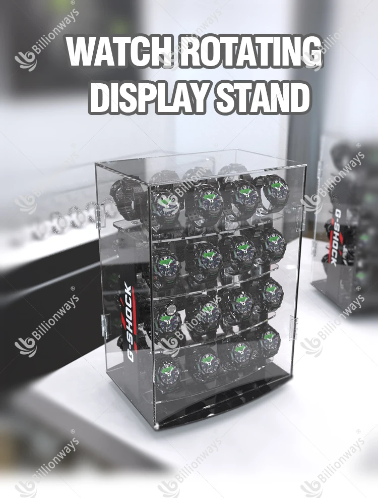 Customized Rotating Acrylic Display Case With Lock Watch Display ...