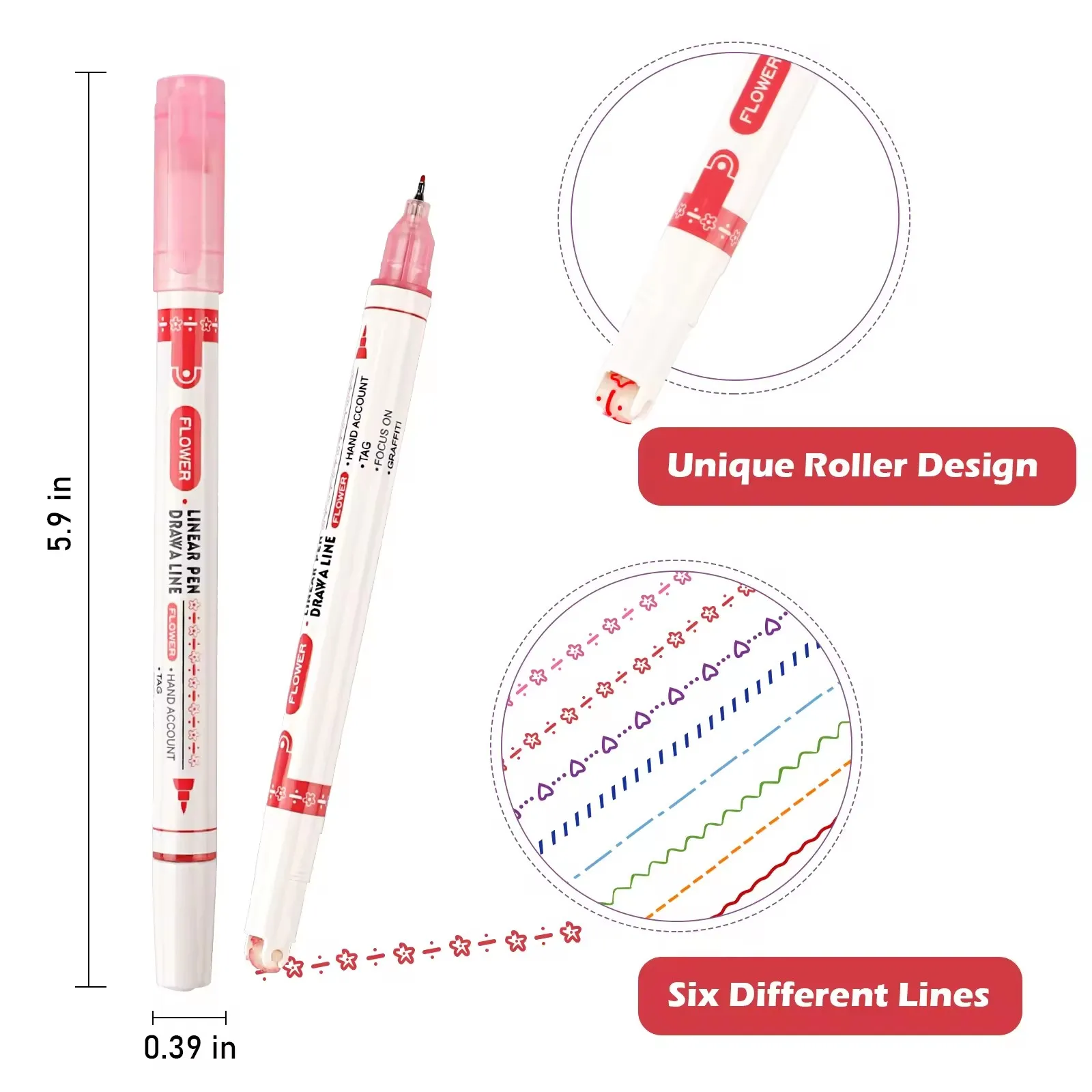 6/8/12 Colors Fancy Multi-color Dual Tips Plastic Stamp Solid Curve ...