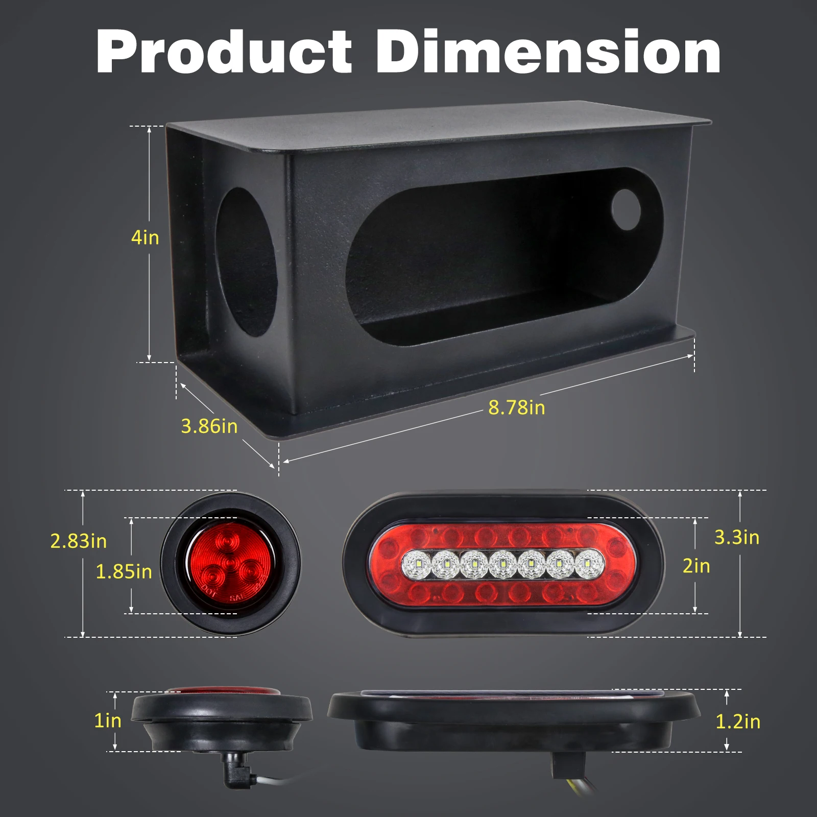 2pcs Steel Trailer Light Boxes Housing Kit W/ 6" Oval Led Trailer Tail ...