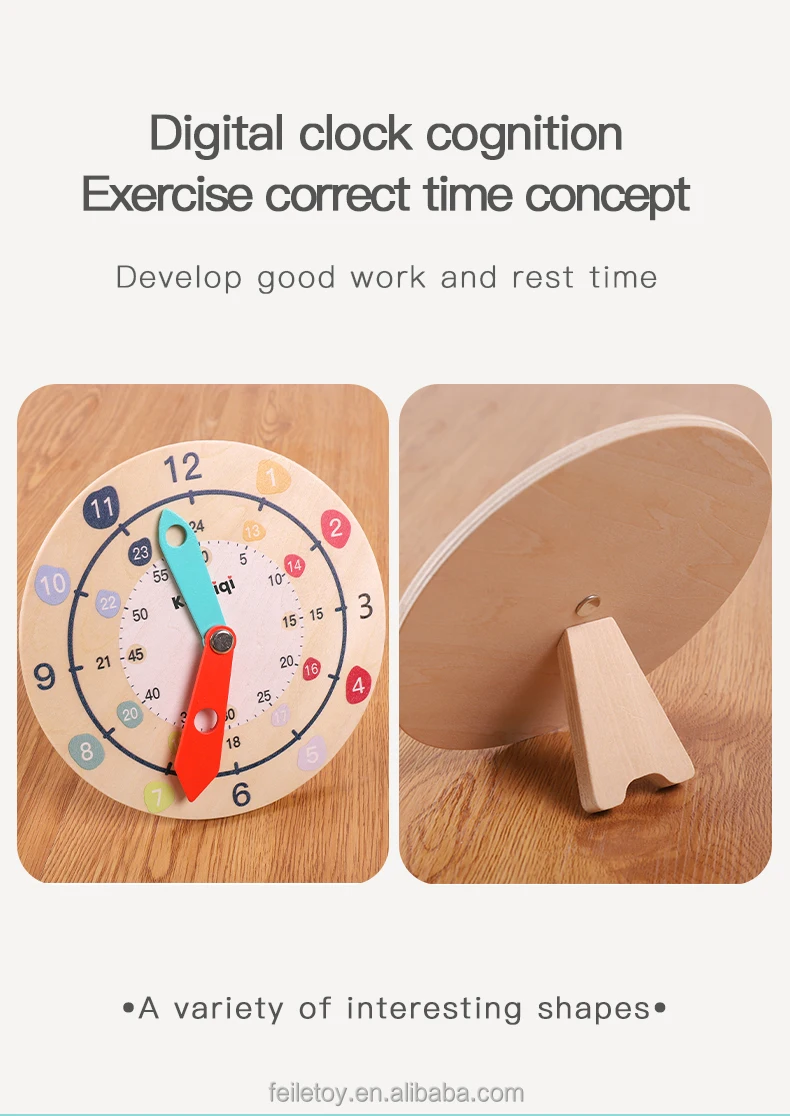 Wooden Teaching Clock Model For Primary School Students Teaching Aids ...