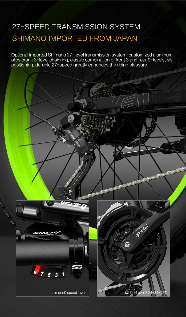 48v 1000w High Power Electric Bicycle Bezior X1000 26 Inch Fat Tire ...