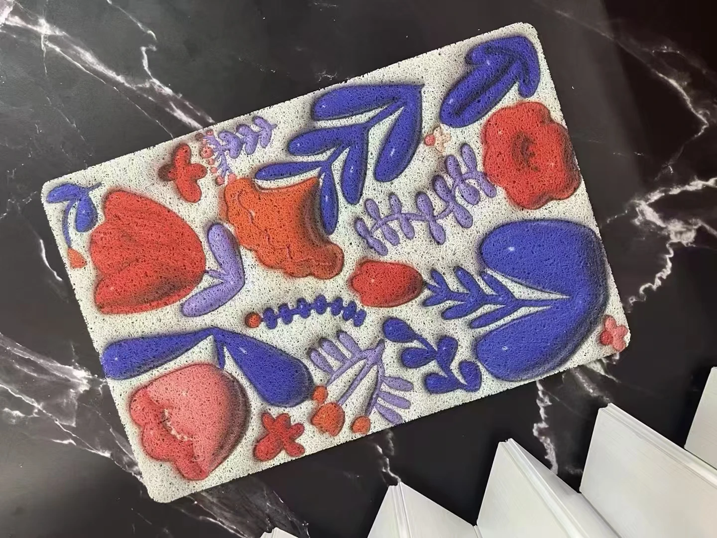 Custom Logo 3D Printed PVC Coil Door Mat Textured Loofah Mats Flower ...