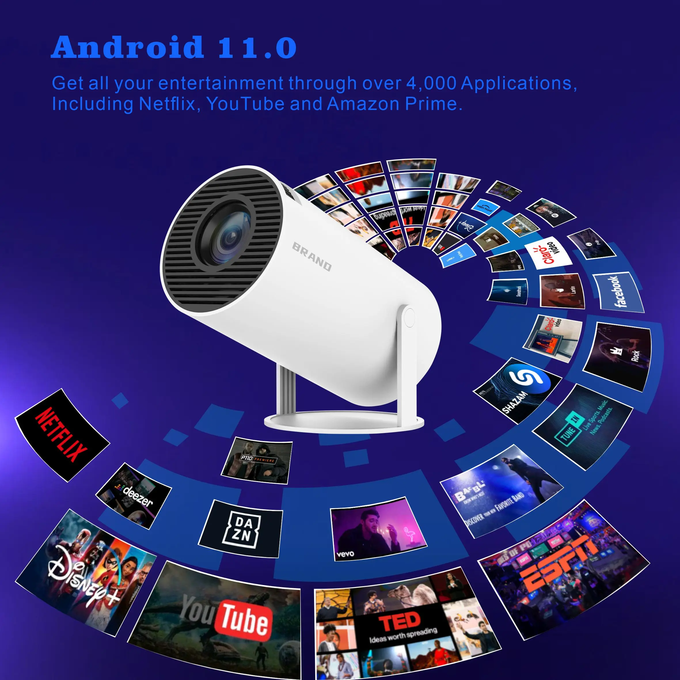 4K Portable Projector with Android 11 - 120 ANSI Lumens