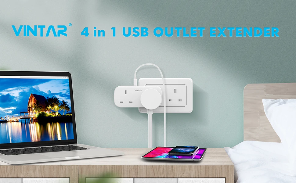 Vintar Type G Double Plug Adaptor Extension Multi Sockets Wall Charger ...