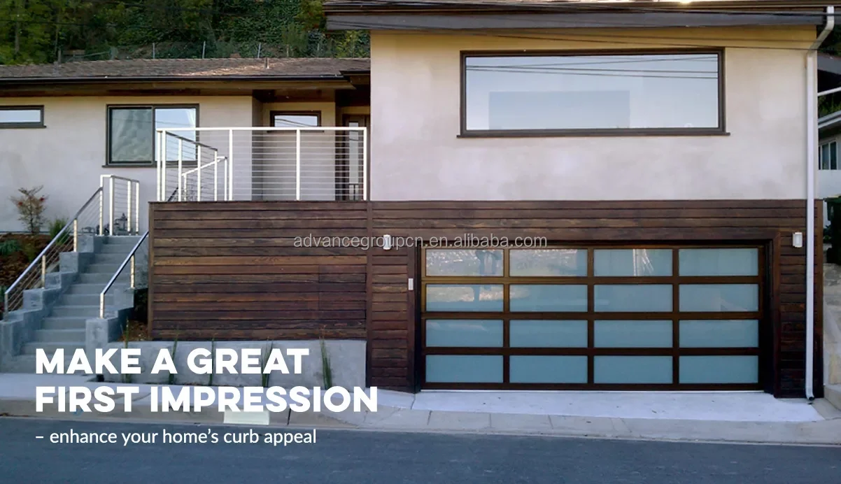 Luxury Modern Full View Glass Automatic Aluminum Sliding Garage Door ...