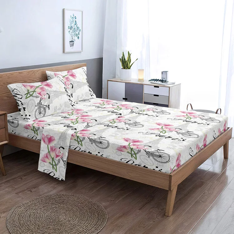 Custom Polyester Bedding Set Pillow Cases Bedsheets Printed Microfiber ...