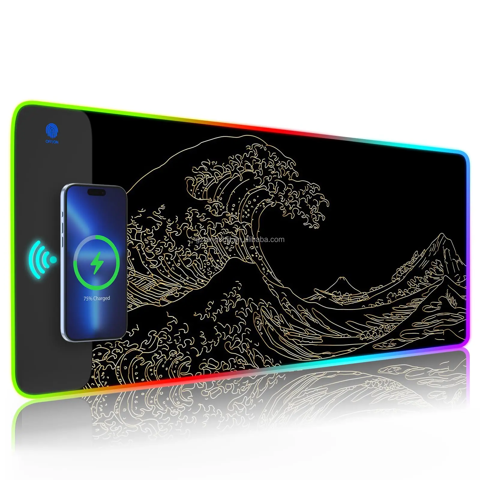 RGB Cyberpunk Style Wireless Charging Mouse Pad Gamer Mouse Mat ...